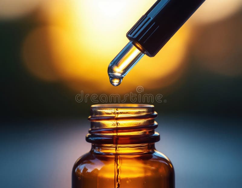 A Dropper Bottle with Pipette, from Which a Single Drop is Suspended ...