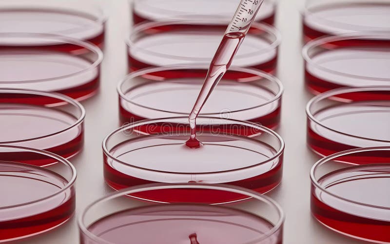 A Dropper is Dispensing Red Liquid into a Petri Dish, Surrounded by ...