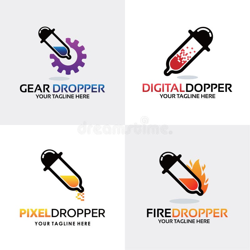 Dropper Logo Design Set Template Collection Stock Vector - Illustration ...