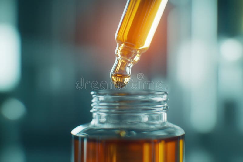 Dropper Releases Chemical Solution Onto Vibrant Green Leaf in a ...