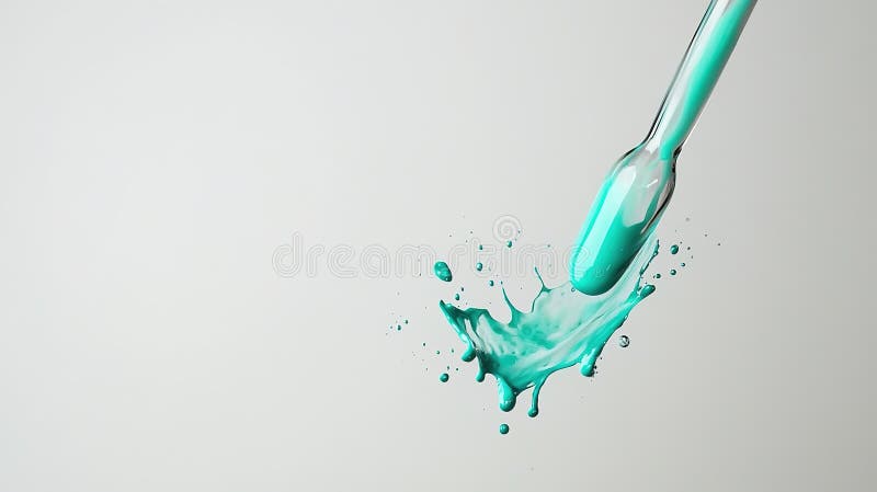Dropper Releasing Teal Liquid, Creating Splash on Light Background in ...