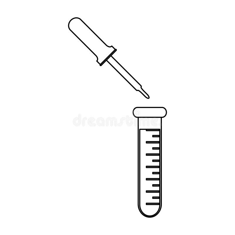 Dropper and Test Tube Black and White Stock Vector - Illustration of ...