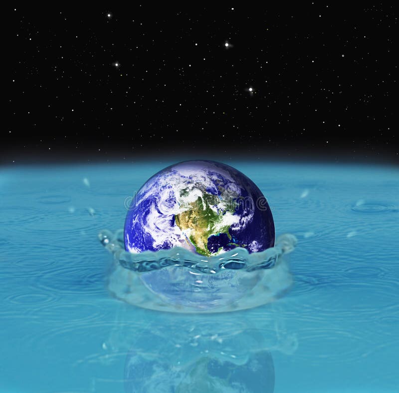 Planet Earth, Falling into Clear Water, Splashing. Stock Illustration ...