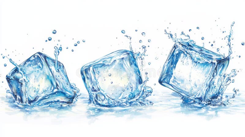 Dropping Ice Cube, Isolated on White, Displaying Its Transparency and ...