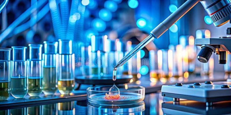 Dropping Liquid into Petri Dish in a Laboratory Setting, Microscope ...