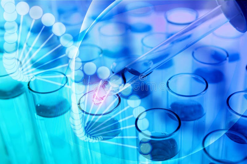 Dropping Sample into Test Tube with Blue Liquid. Laboratory Analysis ...