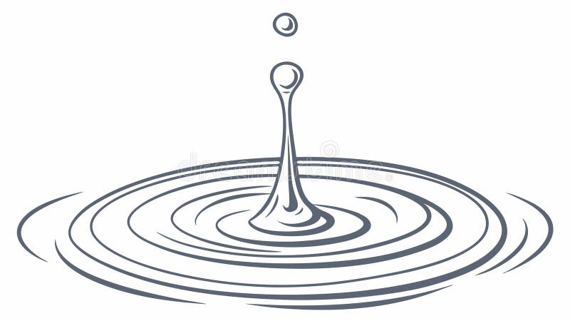 Dropping Water Creating Ripples. Calmness and Impact Symbol, Vector ...