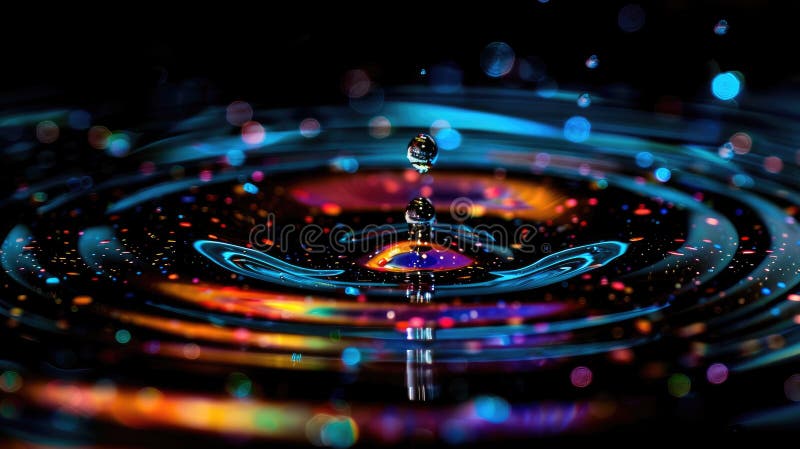 A Dropping of Water with a Rainbow Effect. the Water is in a Circular ...