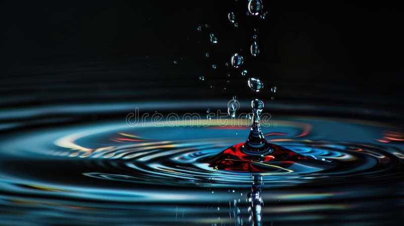 A Dropping of Water with a Rainbow Effect. the Water is in a Circular ...