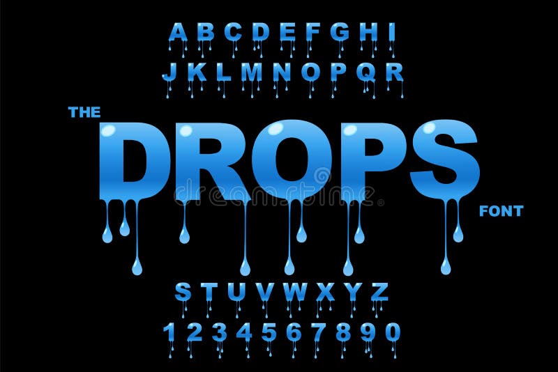 Water drop type font-3 stock vector. Illustration of droplet - 33588594