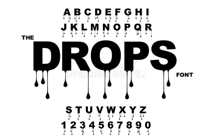 Drops Art. Water Drop.Vector of Modern Bold Font and Alphabet. Stock ...