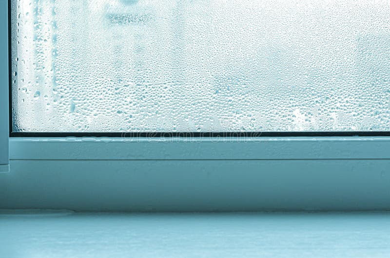 Drops of Condensation on a Metal-plastic Window. Greenhouse Effect ...