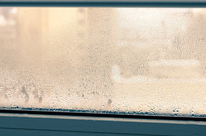 Drops of Condensation on a Metal-plastic Window. Greenhouse Effect ...