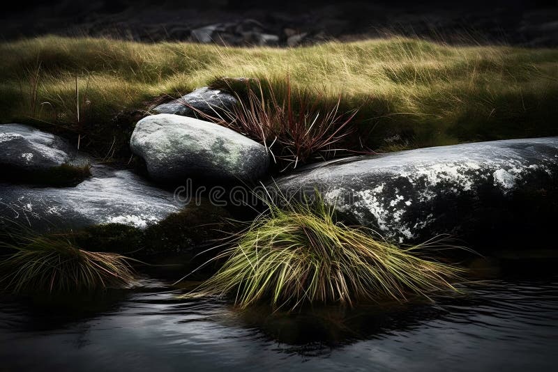 Drops of Dew on a Green Grass. Neural Network AI Generated Stock ...