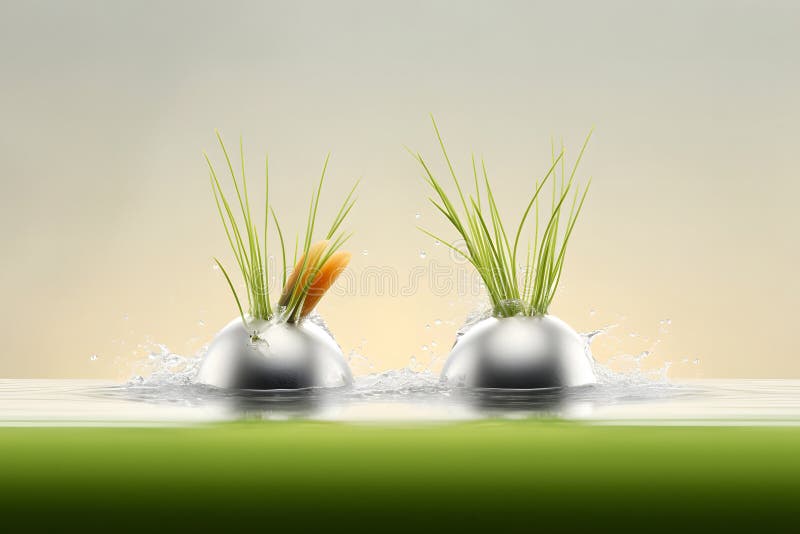 Drops of Dew on a Green Grass. Neural Network AI Generated Stock ...