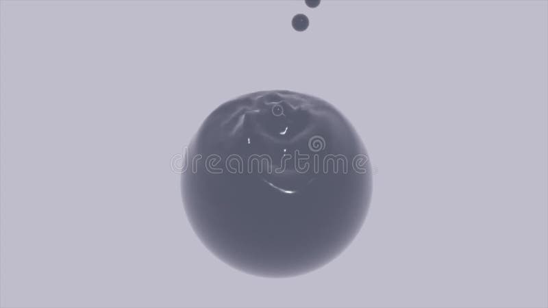 Drops Fall on Surface of Liquid Ball. Design. Gray Drops Fall on Liquid ...