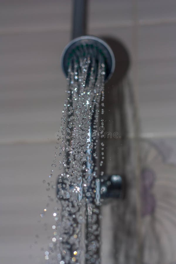 Drops Falling from the Shower Stock Photo - Image of flow, flowing ...