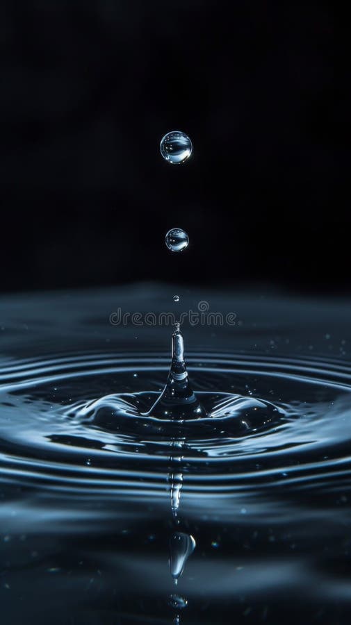 Drops Floating Above Calm Water, Creating Harmonious Ripples. Stock ...