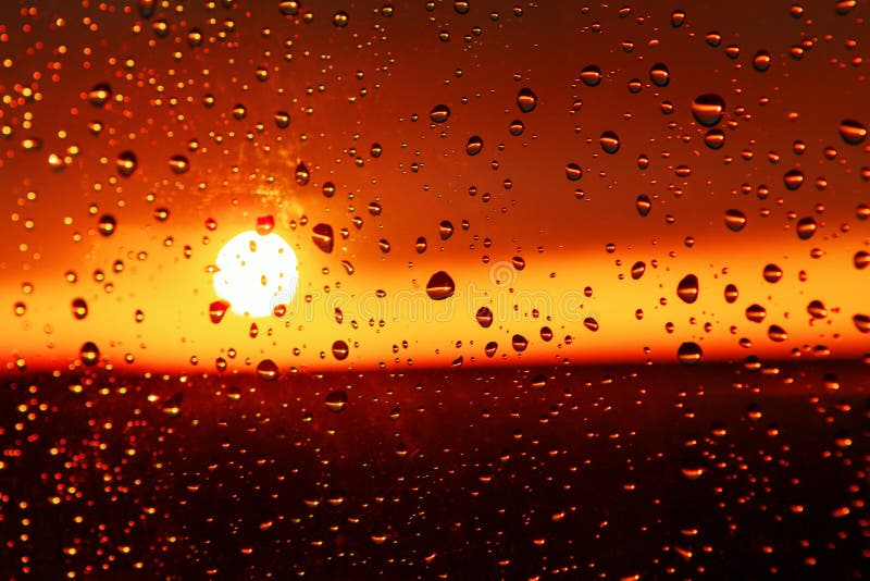 Drops on the Glass with Sunset Stock Image - Image of bubble, aqua ...