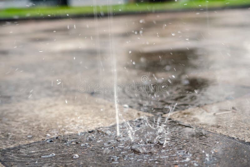 Drops of Heavy Rain on the Pavement Stock Image - Image of surface ...