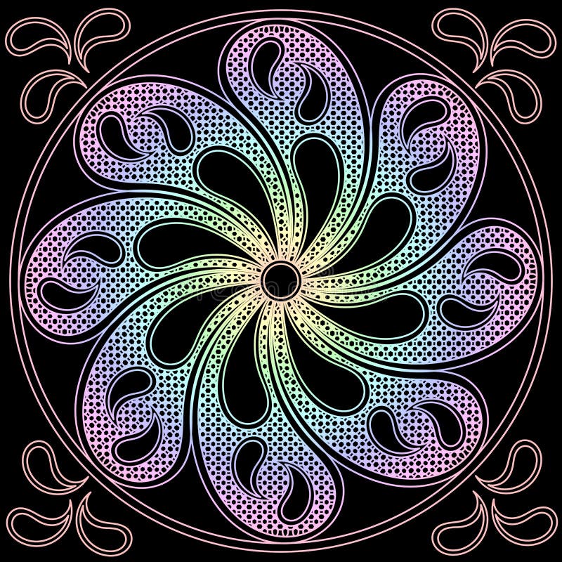 Drops Mandala Round Ornament Stock Illustration - Illustration of ...