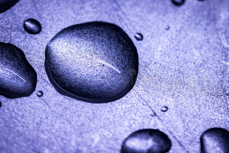 Drops on a Metal Surface: Close Up Picture Stock Image - Image of ...