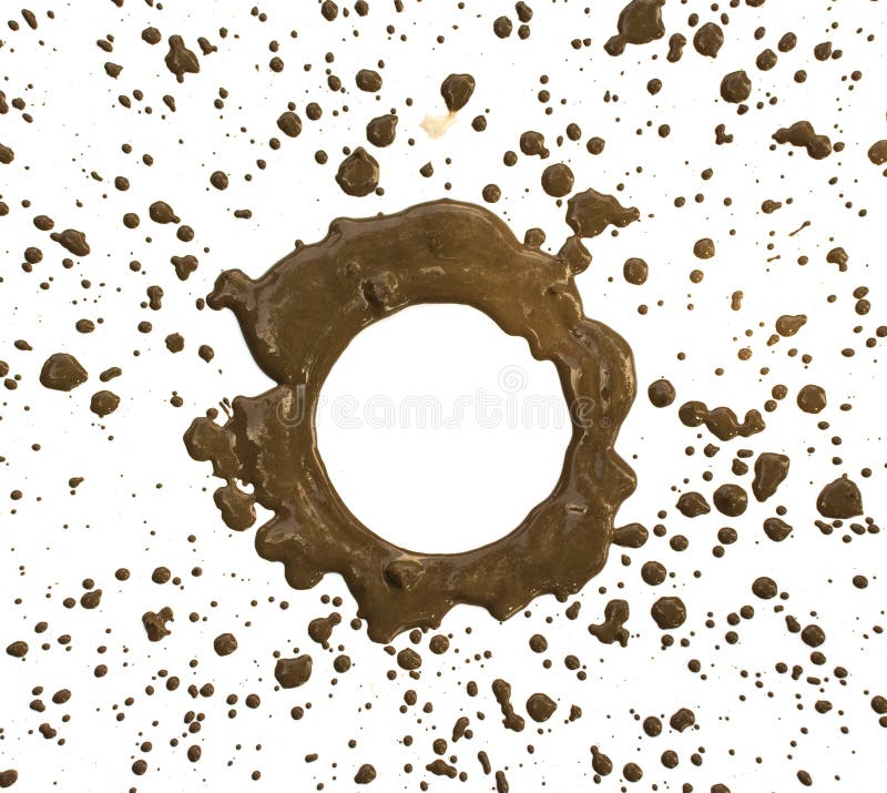 Drops of Mud Sprayed and Space Center Circle a White Background Stock ...