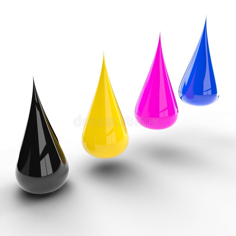 Cmyk ink drops stock illustration. Illustration of yellow - 12506454
