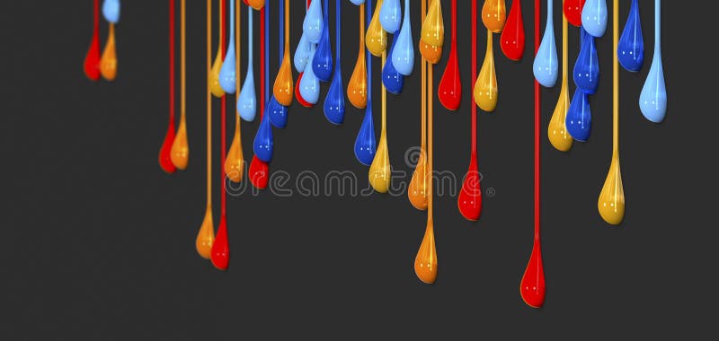 Drops of Paint in Different Colors Dripping and Running Down Stock ...