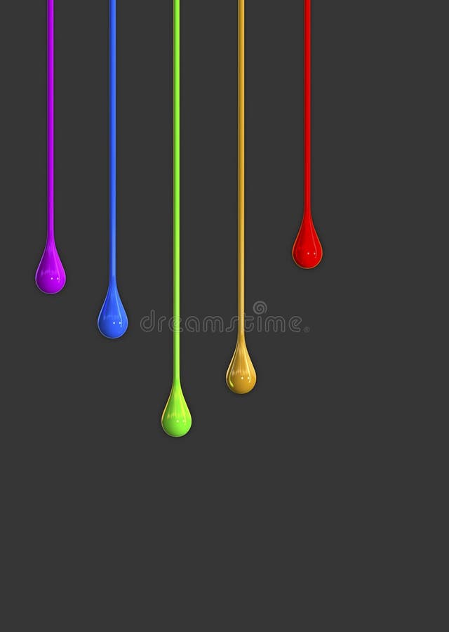 Drops of Paint in Different Colors Dripping and Running Down Stock ...