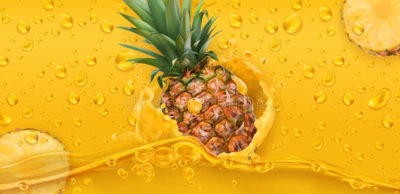 Fresh Pineapple Juice Banner. Stock Vector - Illustration of heart ...