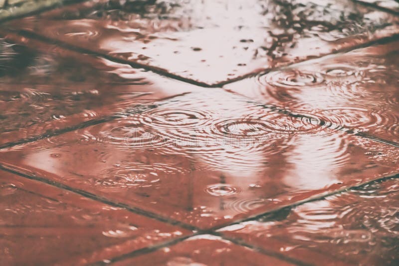Drops and Puddles during Heavy Rain Stock Image - Image of climate ...