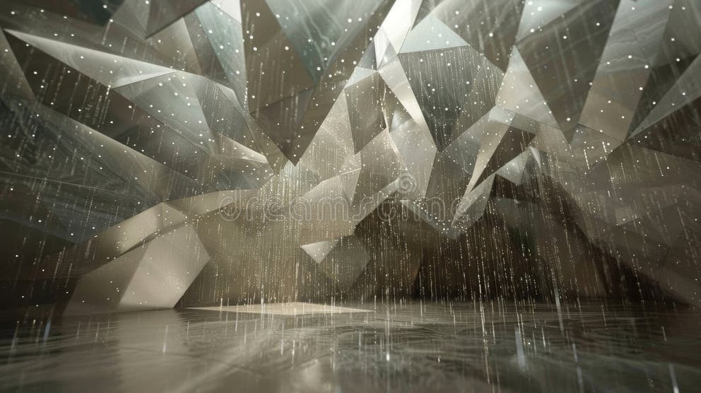 Drops of Rain Falling Like Tiny Stained Glass Pieces Onto a Canvas of ...