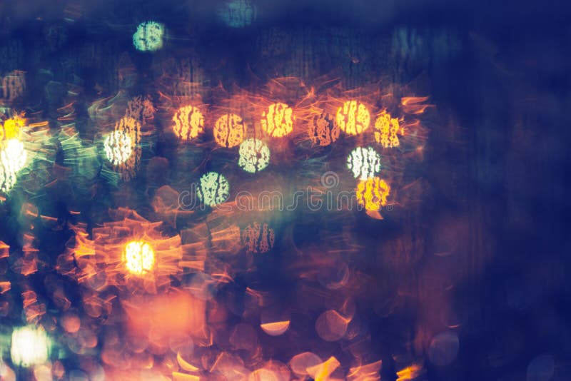 Drops of Rain on Window, Night. Stock Photo - Image of light, flare ...