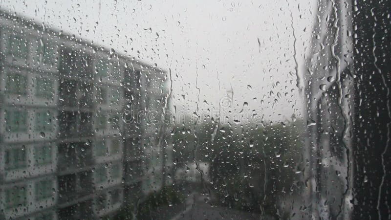Drops of Rain on a Window Pane Stock Footage - Video of evening ...