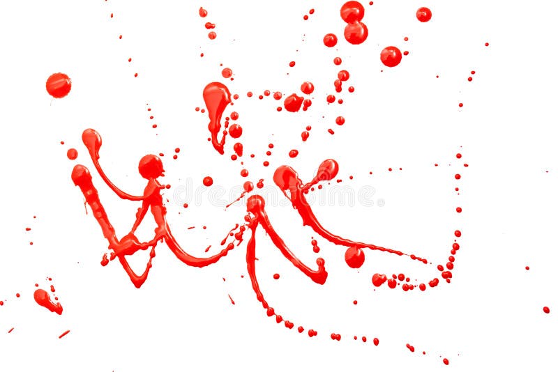 Drops of Red Paint on a White Background. Stock Image - Image of ...