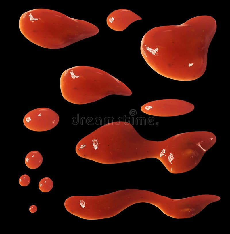 Drops of Red Sauce or Ketchup Isolated. Set of Different Shapes Stock ...