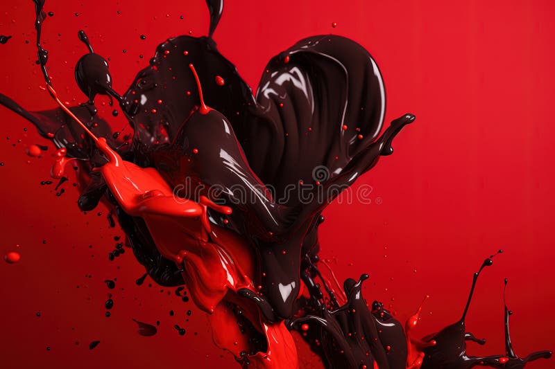 Drops and Splashes of Black Cherry Red Color Paint Stock Illustration ...