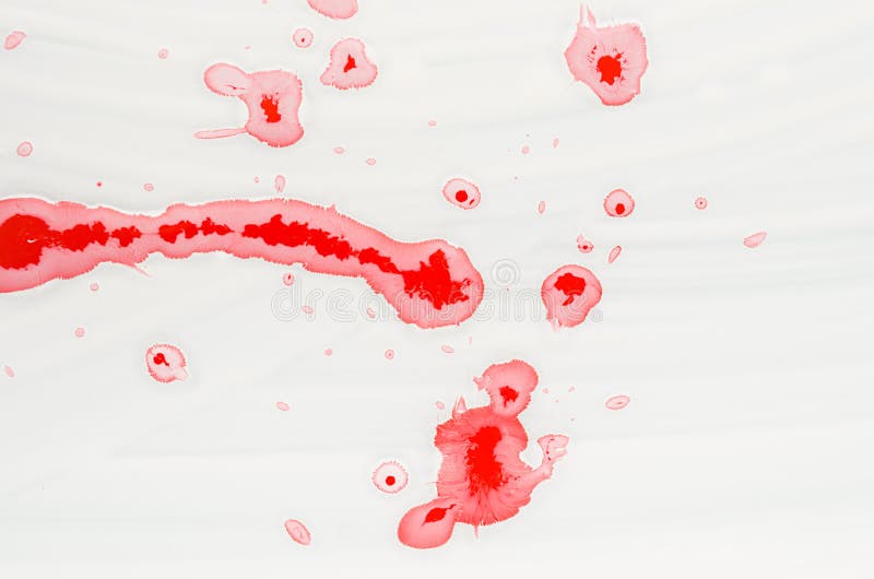 Drops, Splashes and Stain Liquid Red Paint on White, Painted Abstract ...