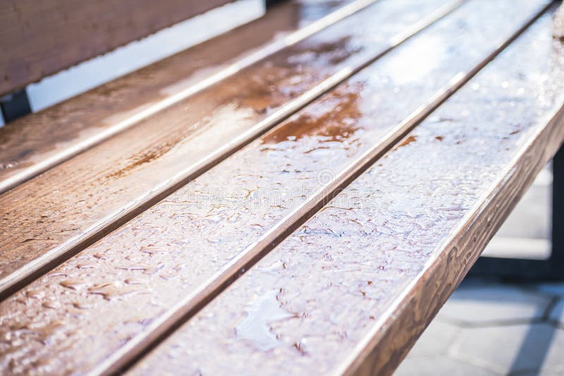 Drops of Water on a Bench after Rain Stock Photo - Image of relax, fall ...