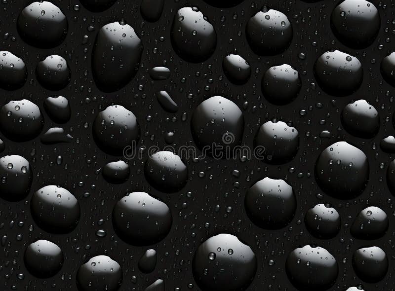 Drops of Water on a Black Background. SEAMLESS PATTERN. SEAMLESS ...