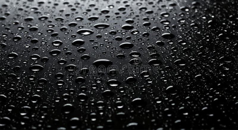 Drops of Water on a Black Surface. the Condensate. Top View Stock ...