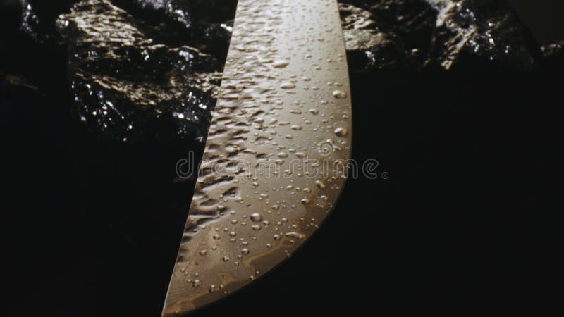Drops of Water on the Blade of an Expensive Exclusive Kitchen Knife ...