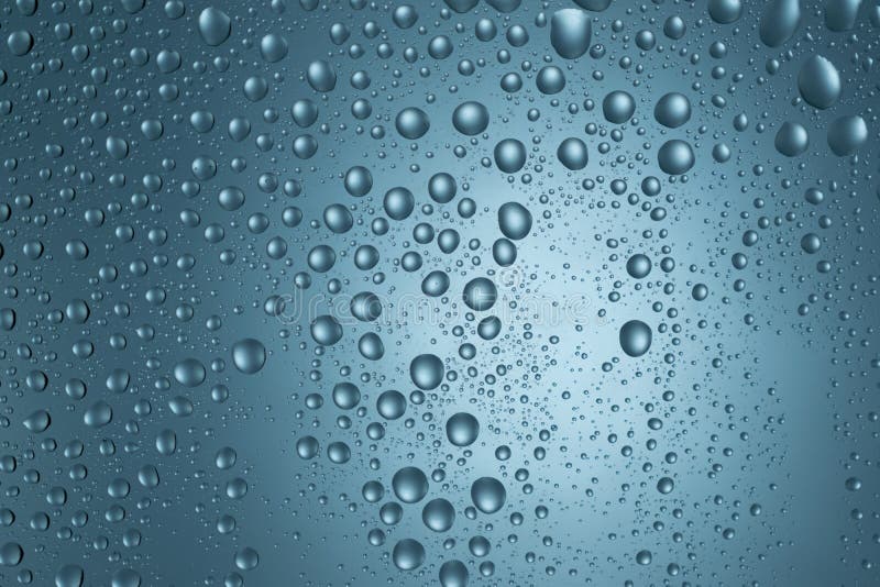 Drops of Water on a Blue Glass Texture Background Stock Image - Image ...
