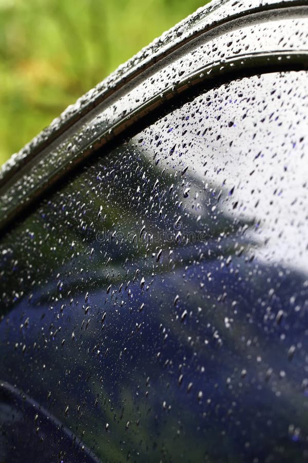 Drops of Water on the Car after Rain Stock Image - Image of reflection ...