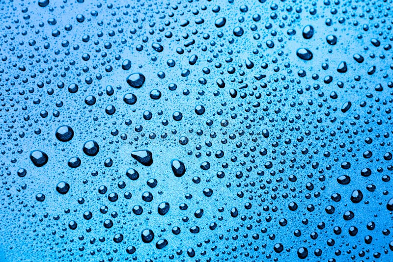 Drops of Water on a Color Background. Light Blue Stock Image - Image of ...