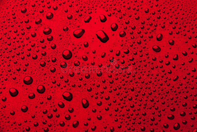 Drops of Water on a Color Background. Red Stock Image - Image of ...