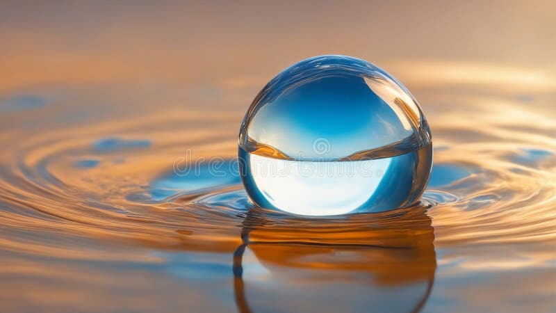 Drops of Water a Water Drop in the Shape of a Sphere, Showing the ...