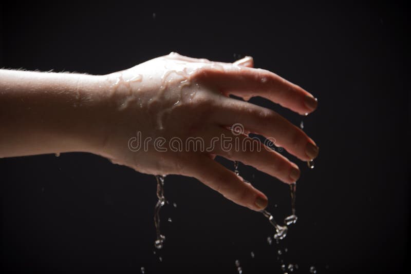 Drops of Water Fall from the Hands Stock Photo - Image of care, aqua ...