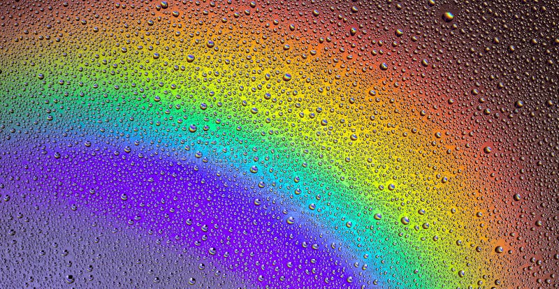 Drops of Water on the Glass, with the Reflection of the Rainbow Stock ...